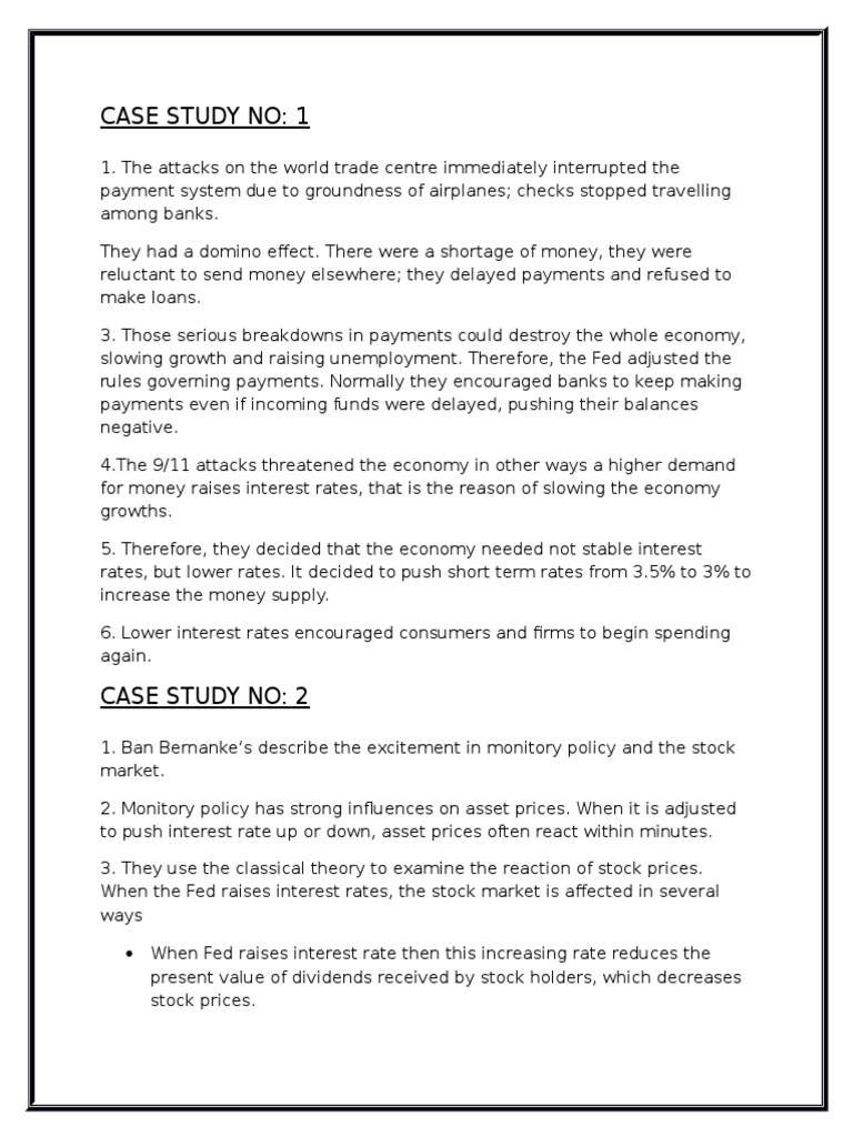 Case Studies Summary | PDF | United States Treasury Security | Federal ...