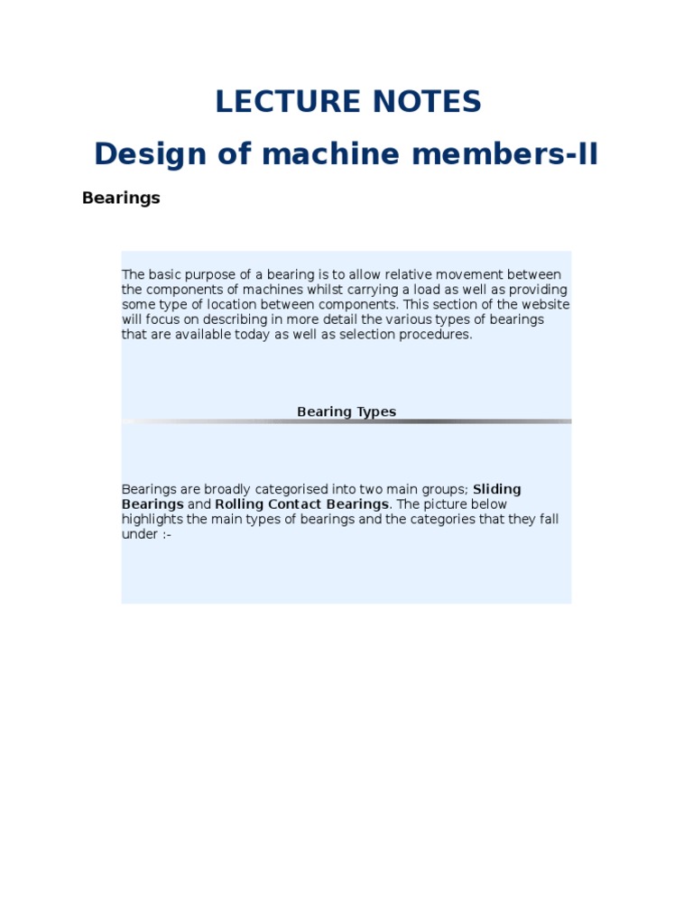 Bearing Notes | Download Free PDF | Bearing (Mechanical) | Cylinder ...
