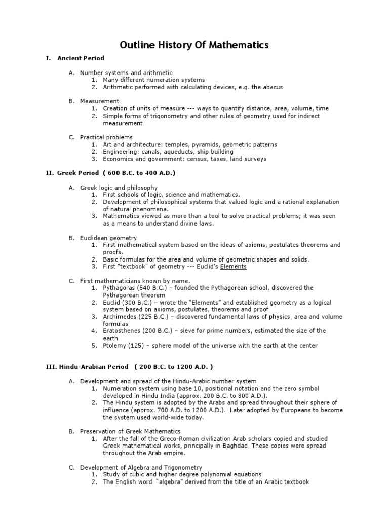 Timeline of Mathematics History | PDF | Geometry | Trigonometry