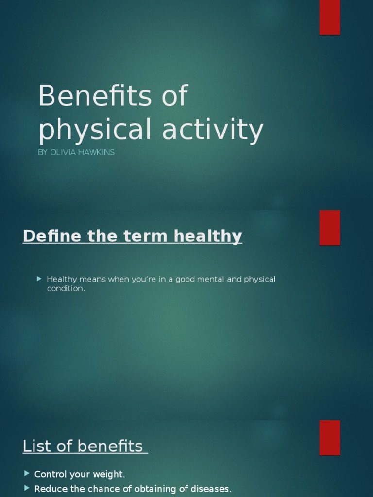 Health Benefits of Physical Activity | PDF | Wellness