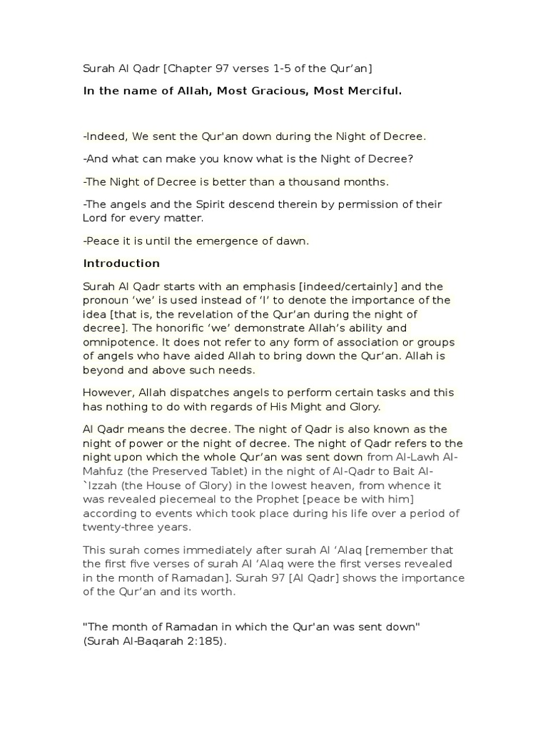 Surah Al Qadr | PDF | Abrahamic Religions | Monotheistic Religions