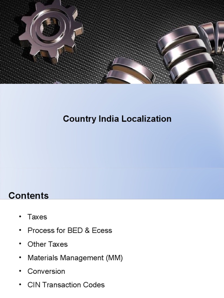 Country India Localization | Download Free PDF | Excise | Taxation