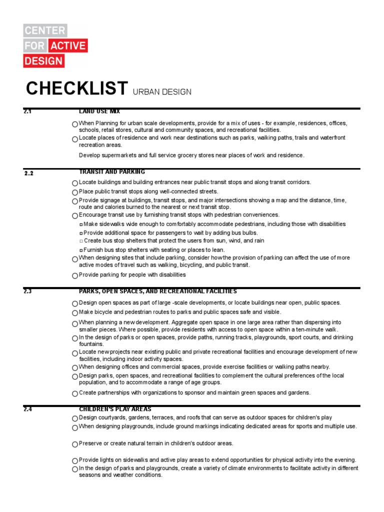 Urban Design Checklist | Cycling Infrastructure | Street