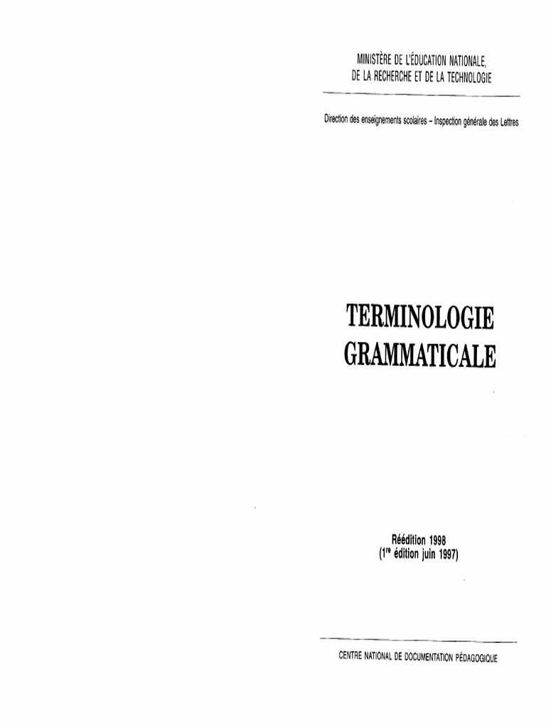 La Terminologie Grammaticale | PDF