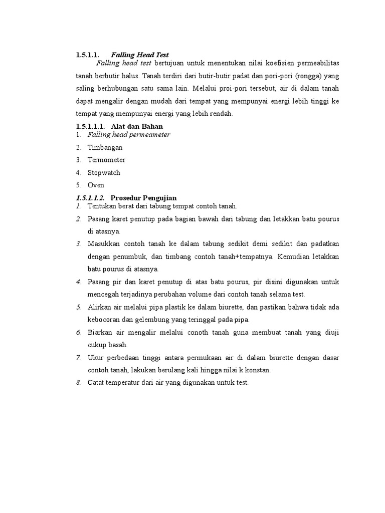 Falling Head Test | PDF