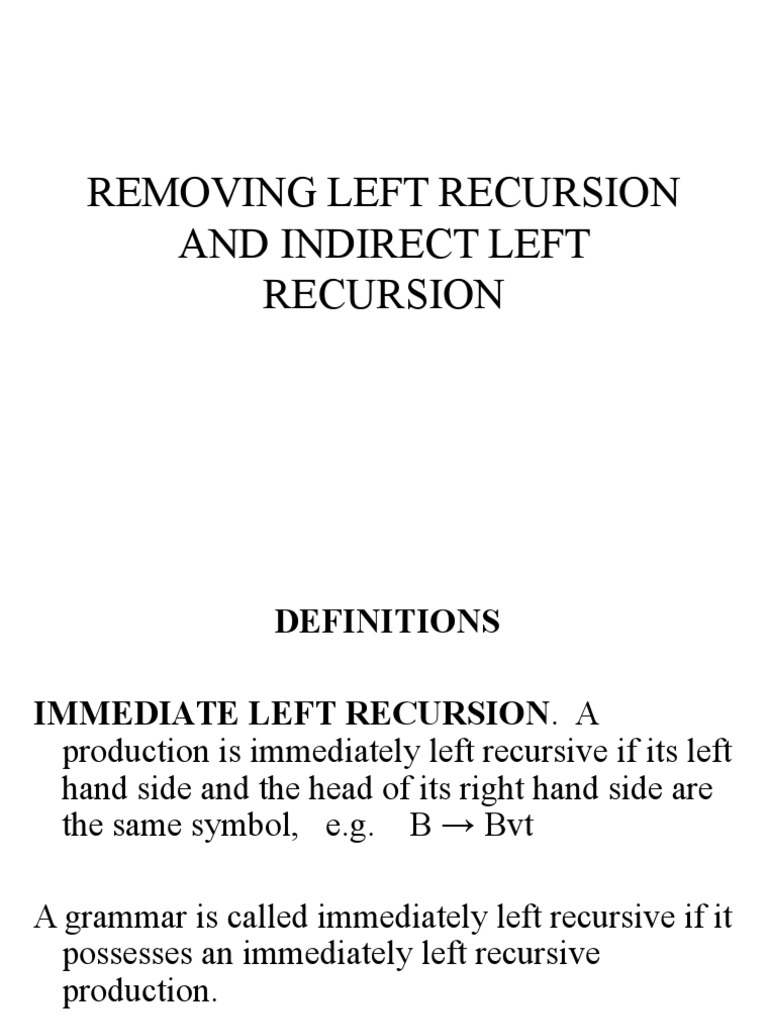 Removing Left Recursion | PDF | Grammar | Theoretical Computer Science