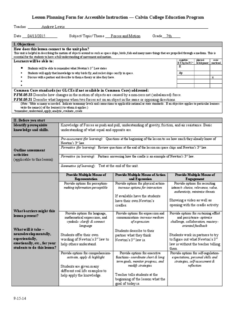 Newtons 3rd Law Lesson Plan | PDF | Force | Newton's Laws Of Motion