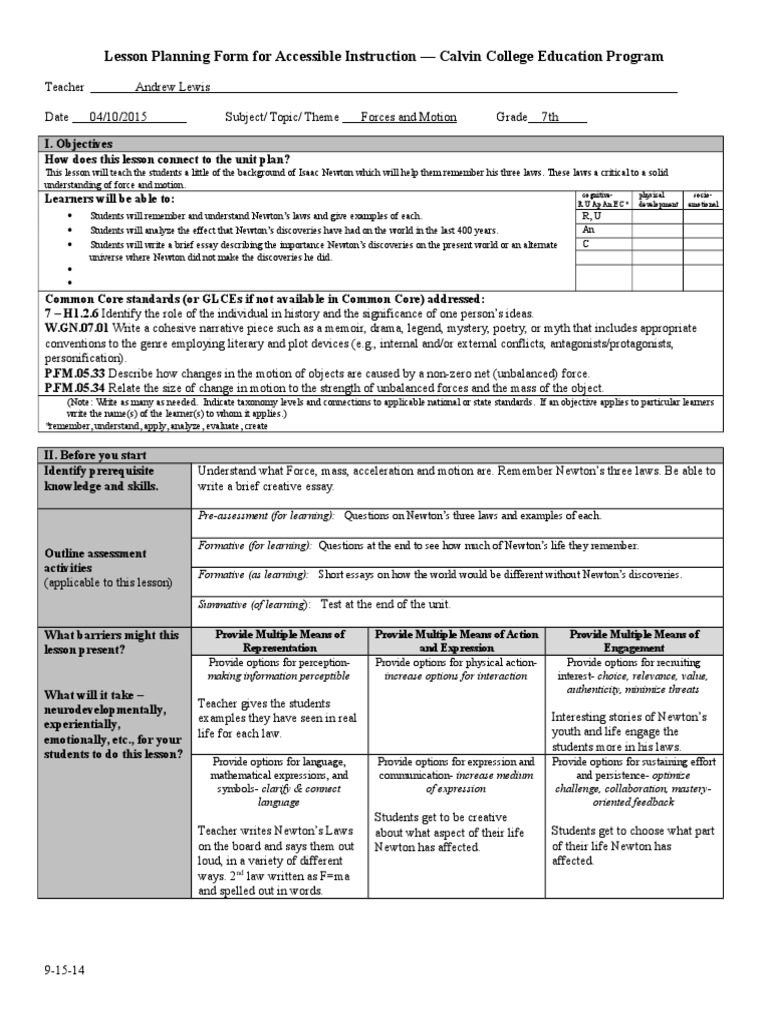 Newton's Laws Lesson Plan