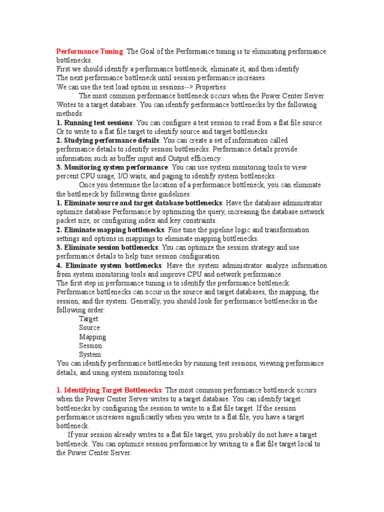 Performance Tuning in Informatica | PDF | Database Index | Databases