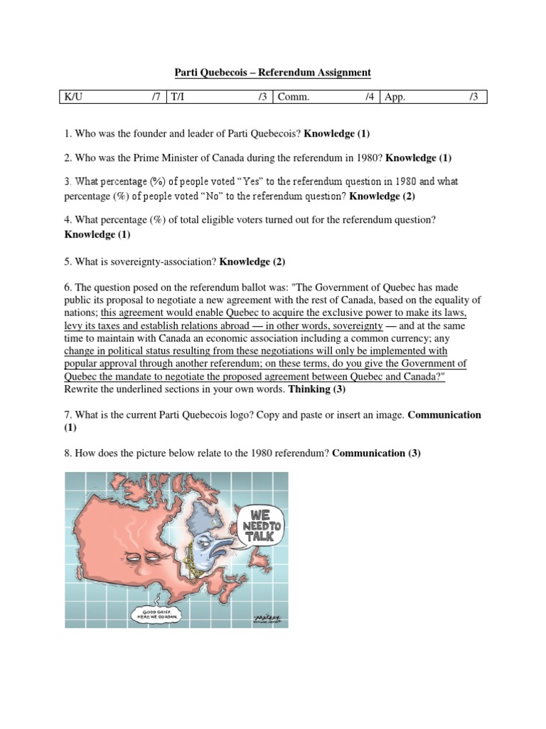 Quebec Referendum Study Guide | PDF | Social Science