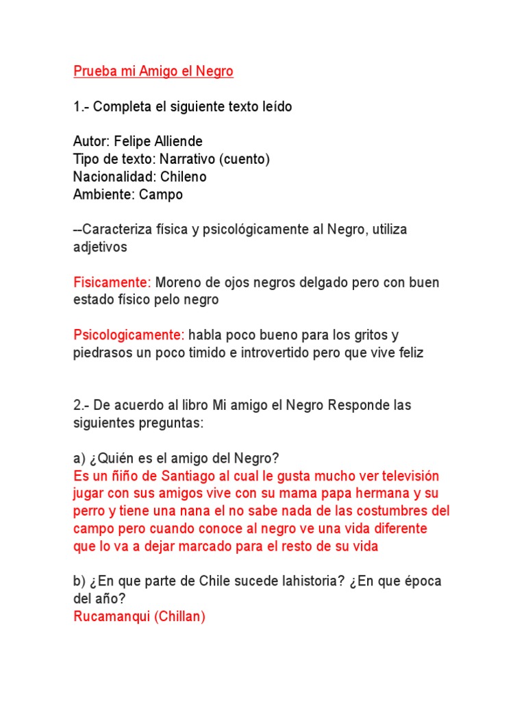 Prueba Mi Amigo El Negro | PDF
