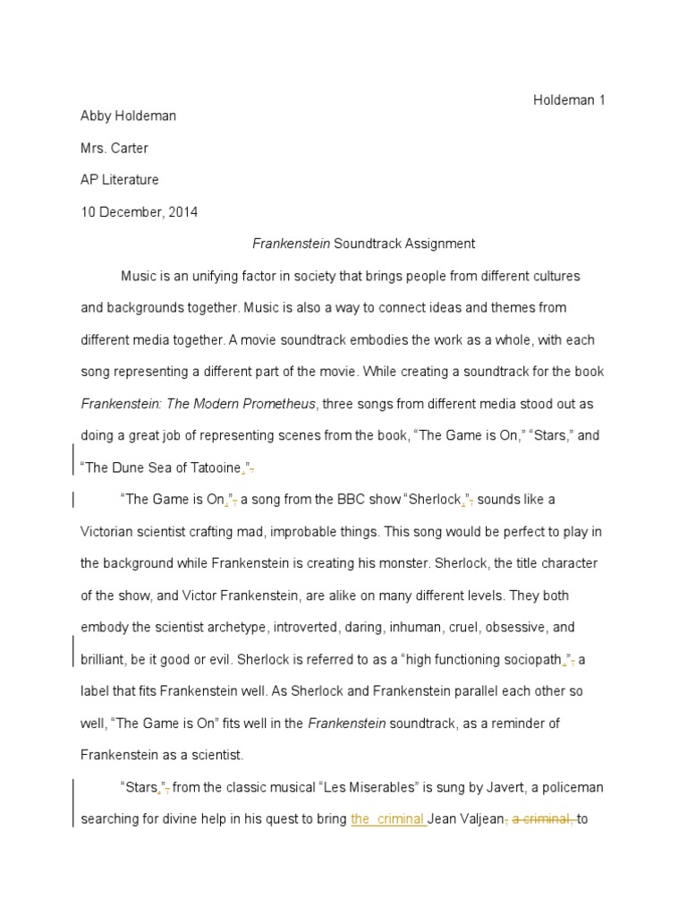 Frankenstein Soundtrack Revised | PDF | Frankenstein | Les Misérables