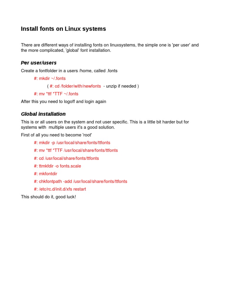 Install Fonts On Linux Systems | PDF