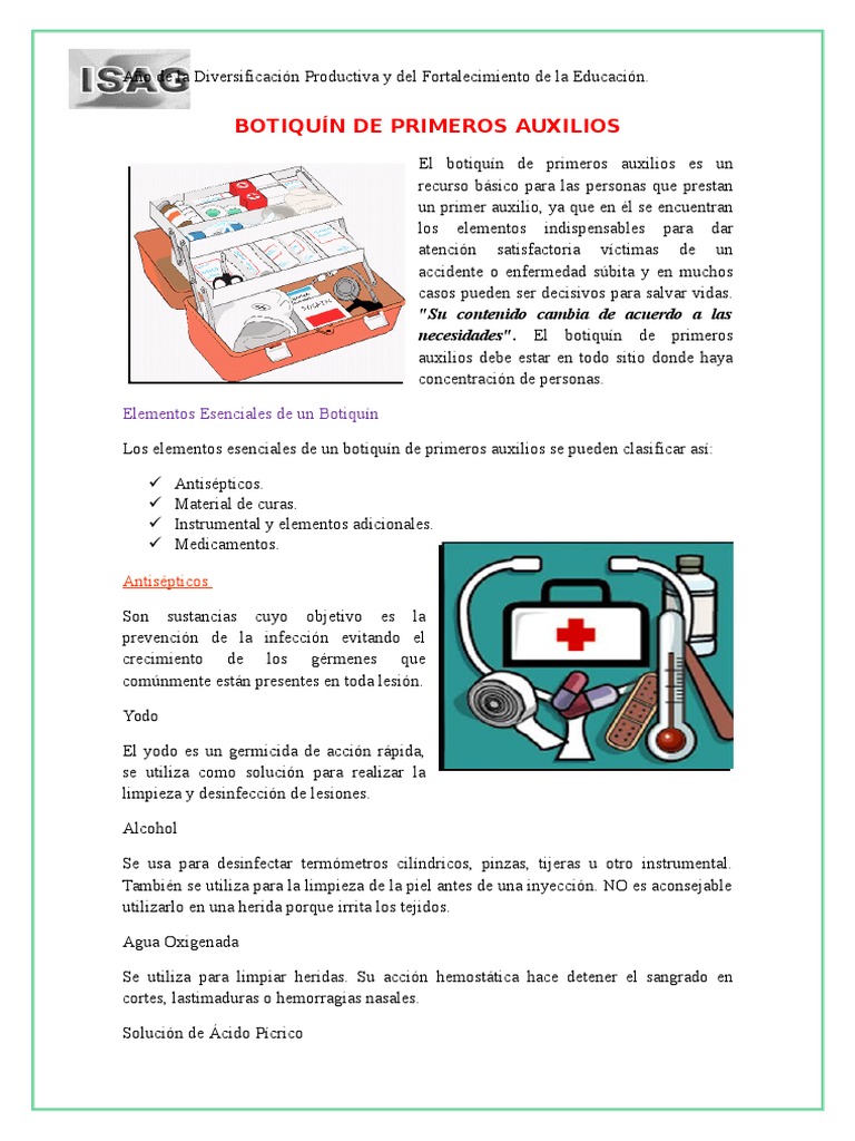 Botiquín de Primeros Auxilio Trabajo | Descargar gratis PDF | Primeros auxilios | Herida