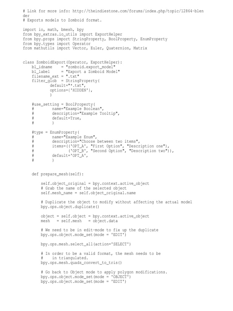 Script Exportacion Project Zomboid Modelos Blender | PDF | Array Data ...