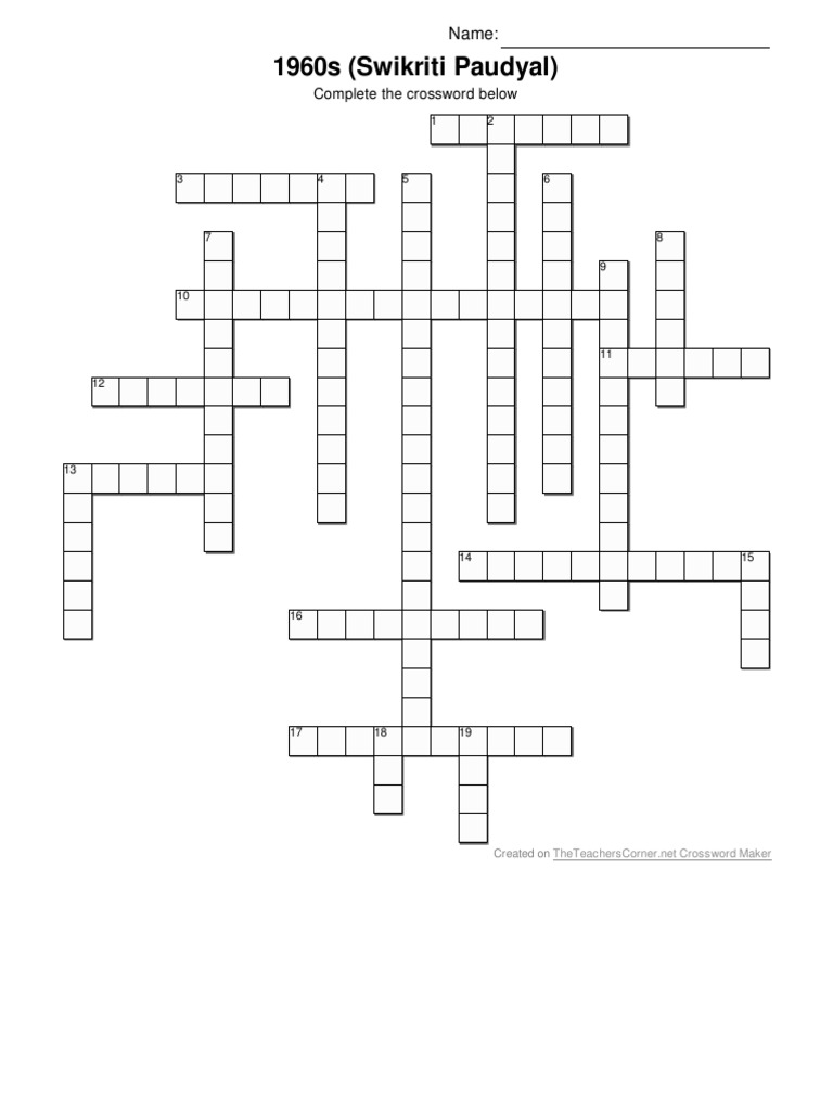 1960s History Crossword Puzzle | PDF