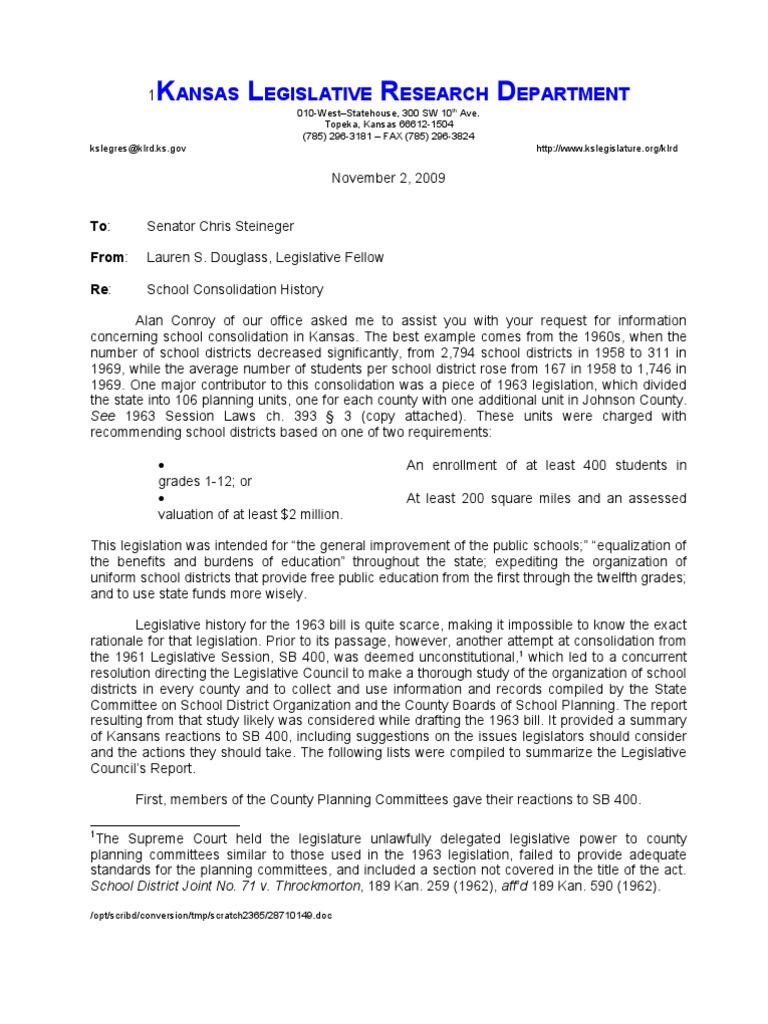 Kansas School Consolidation Overview | PDF | Government Information ...