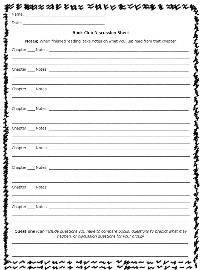 Book Club Discussion Worksheet | PDF