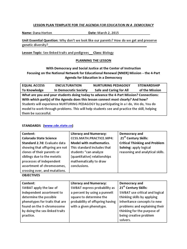 Sex-Linked Traits and Pedigrees Lesson | PDF | Zygosity | Dominance ...