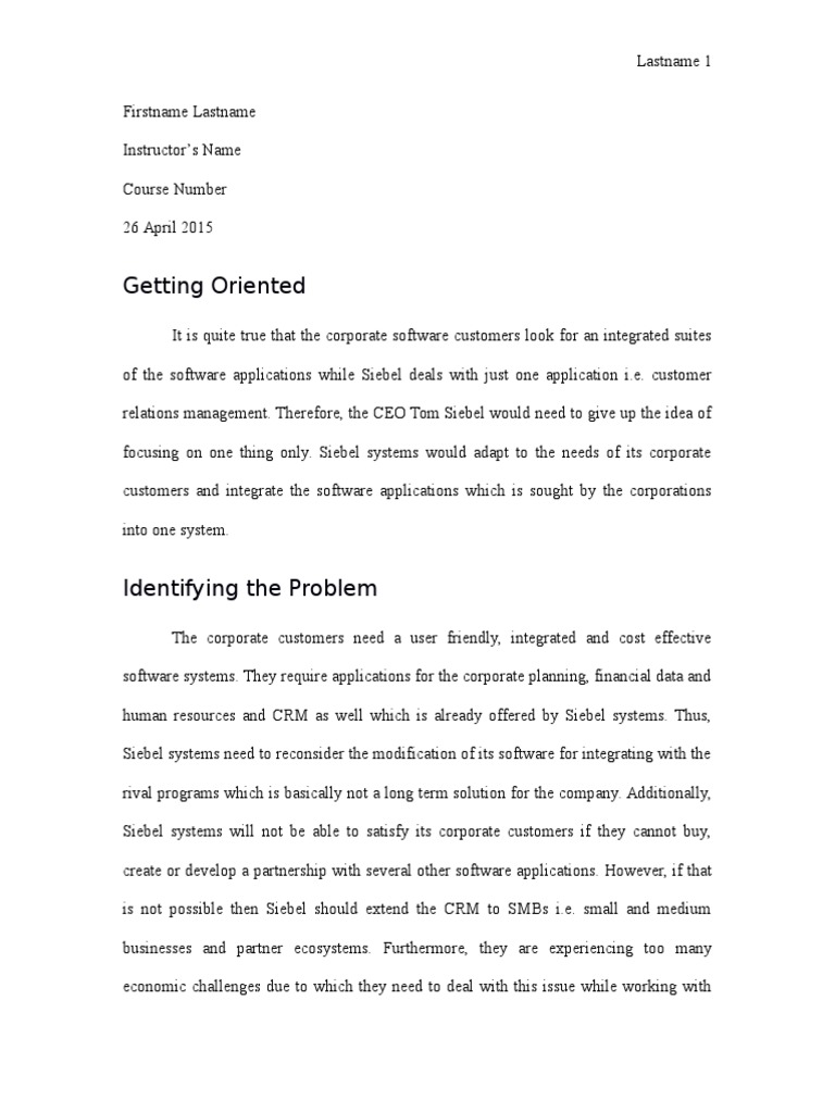 Siebel Case Study | PDF | Customer Relationship Management | Software