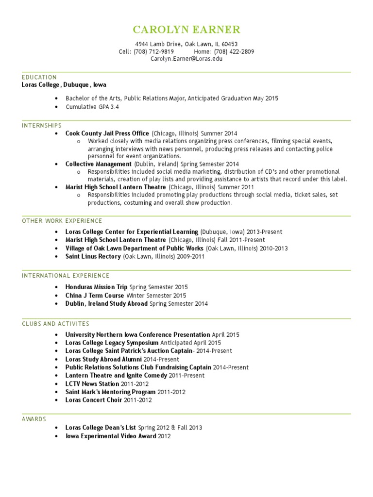 Carolyn Earner Official Resume | PDF