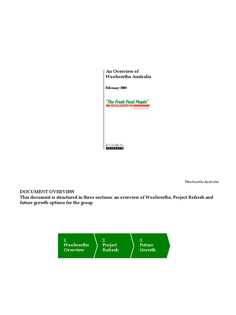 Woolworths Overview and Project Refresh | PDF | Inventory | Supply ...