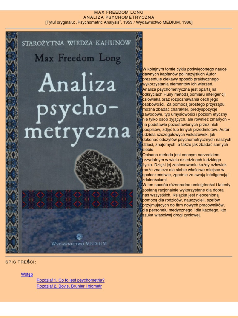 Freedom Long Max - Analiza Psychometryczna | PDF