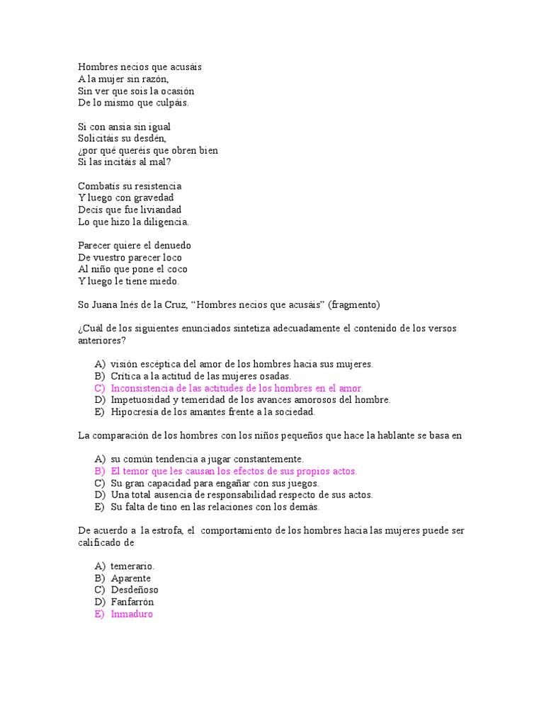 Hombres necios que acusáis.doc | PDF | Lingüística | Semiótica
