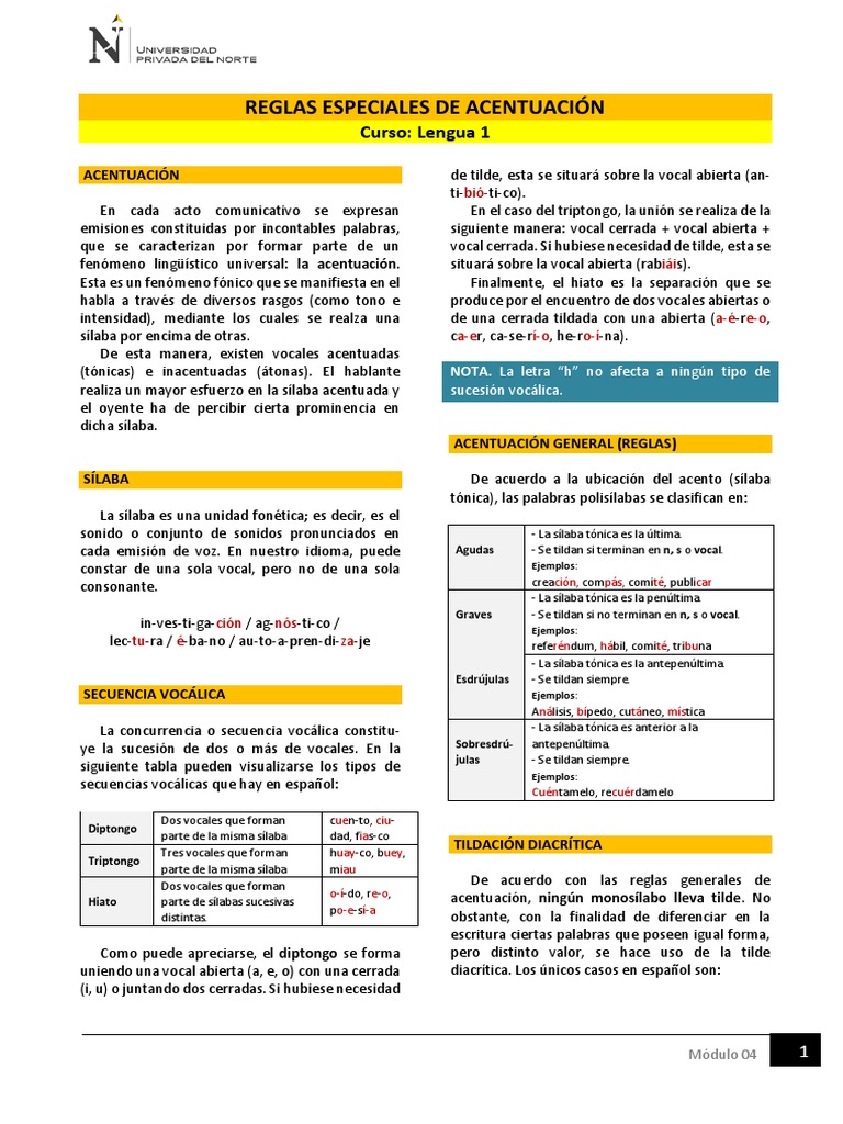 Reglas de Acentuación en Español | PDF | Tipología Lingüística | Morfología