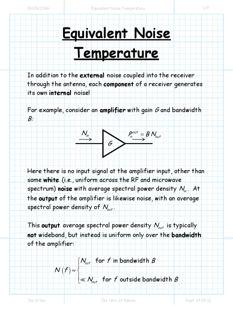 Equivalent Noise Temperature | PDF | Bandwidth (Signal Processing) | Amplifier