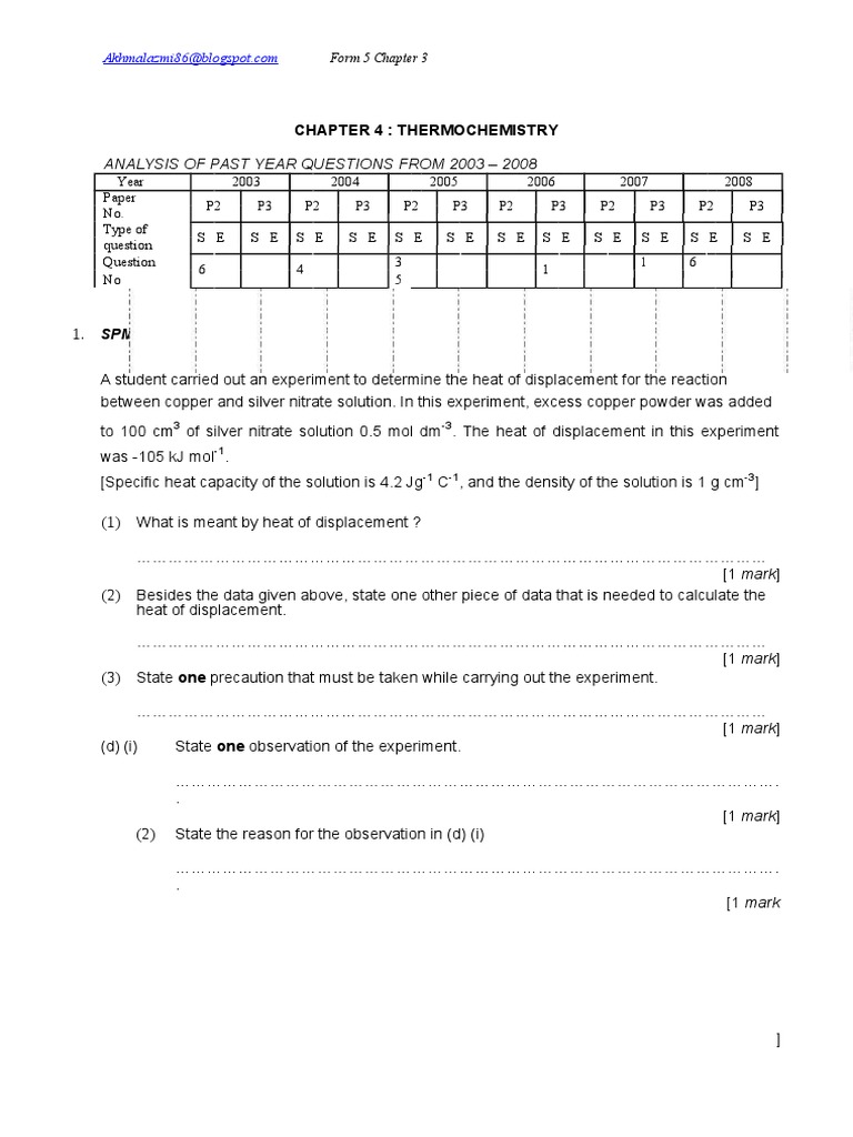 SPM Thermochemistry Review | PDF | Sodium Hydroxide | Precipitation ...
