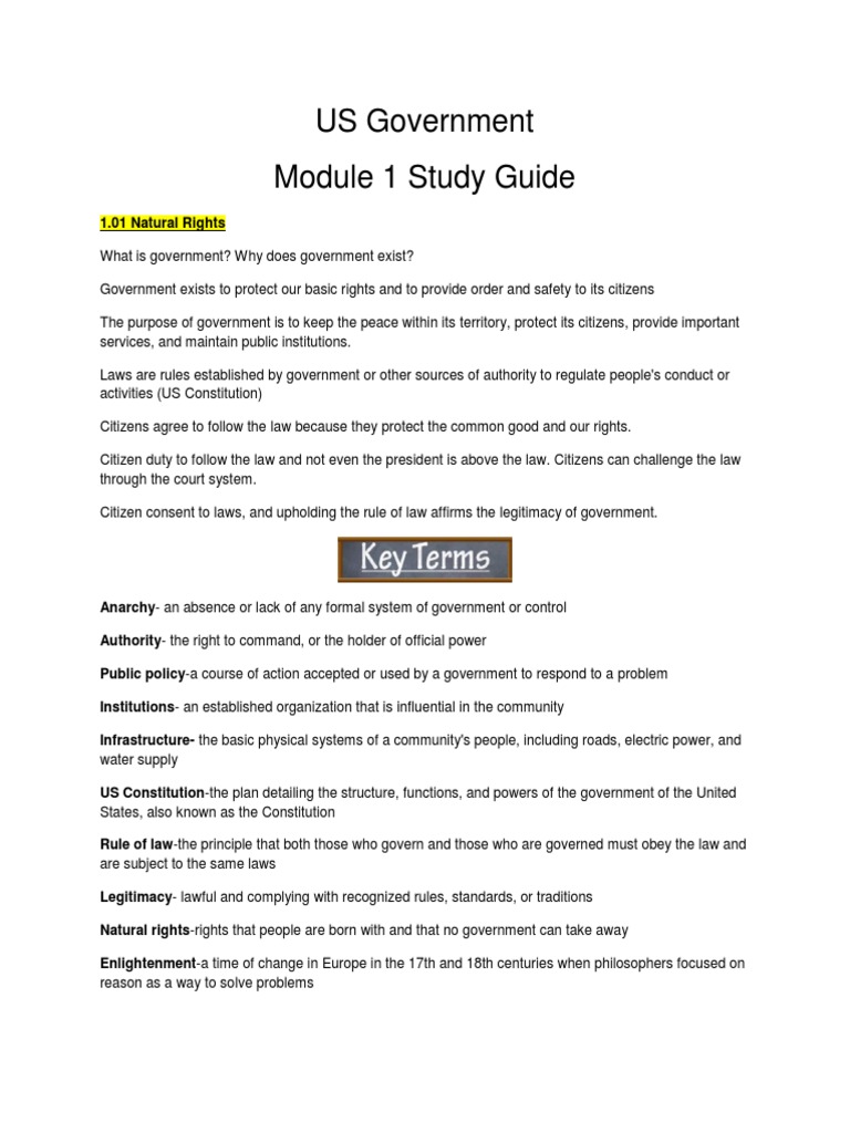Us Govt Module 1 Study Guide | United States Nationality Law ...
