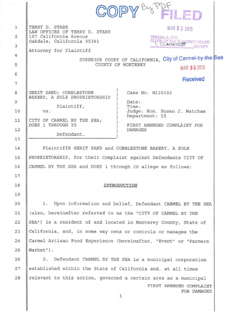 First Amended Complaint for Damages 03-25-15 (m130393) | Damages | Law ...