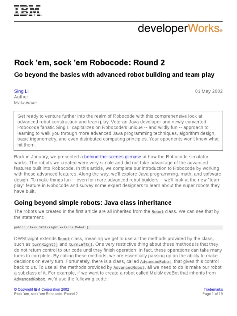 Robocode Advance | Download Free PDF | Class (Computer Programming ...