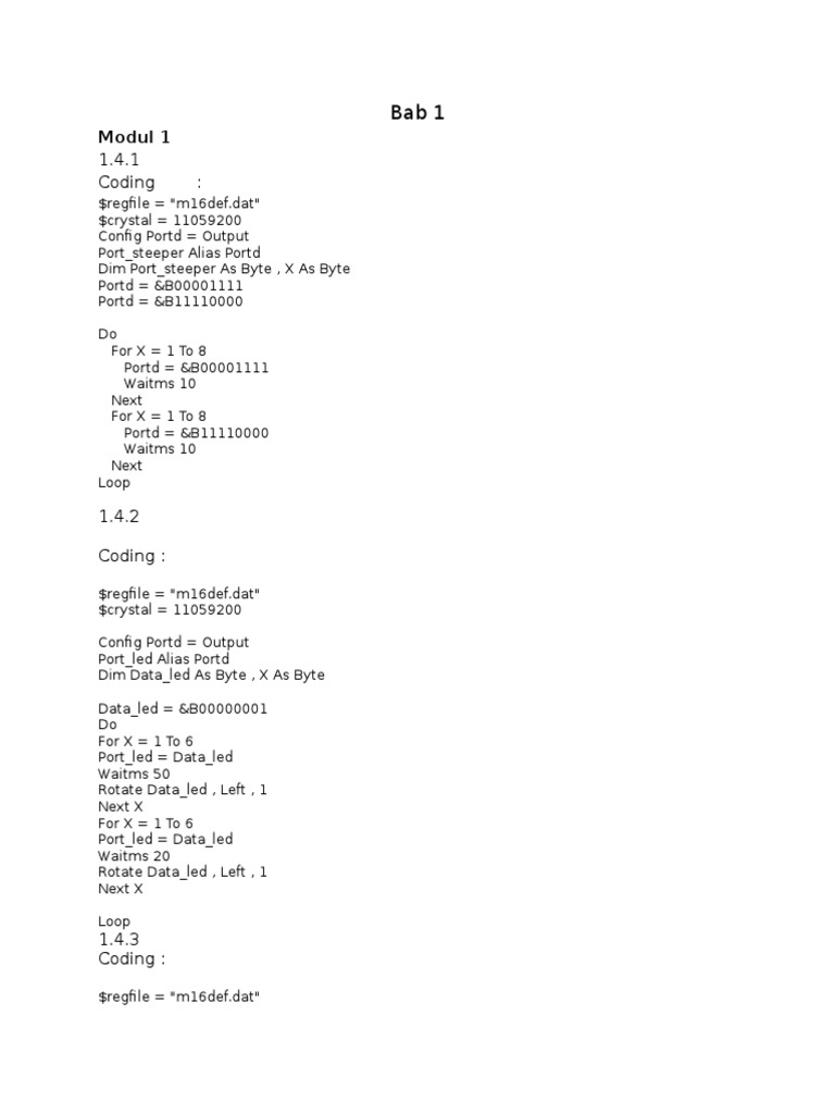 Microcontroller Coding Examples | PDF