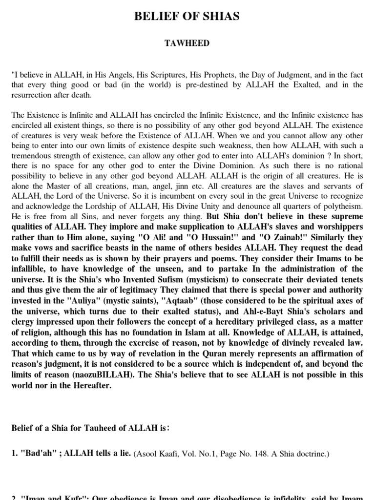 The Shia Belief | PDF | Hadith | Shia Islam