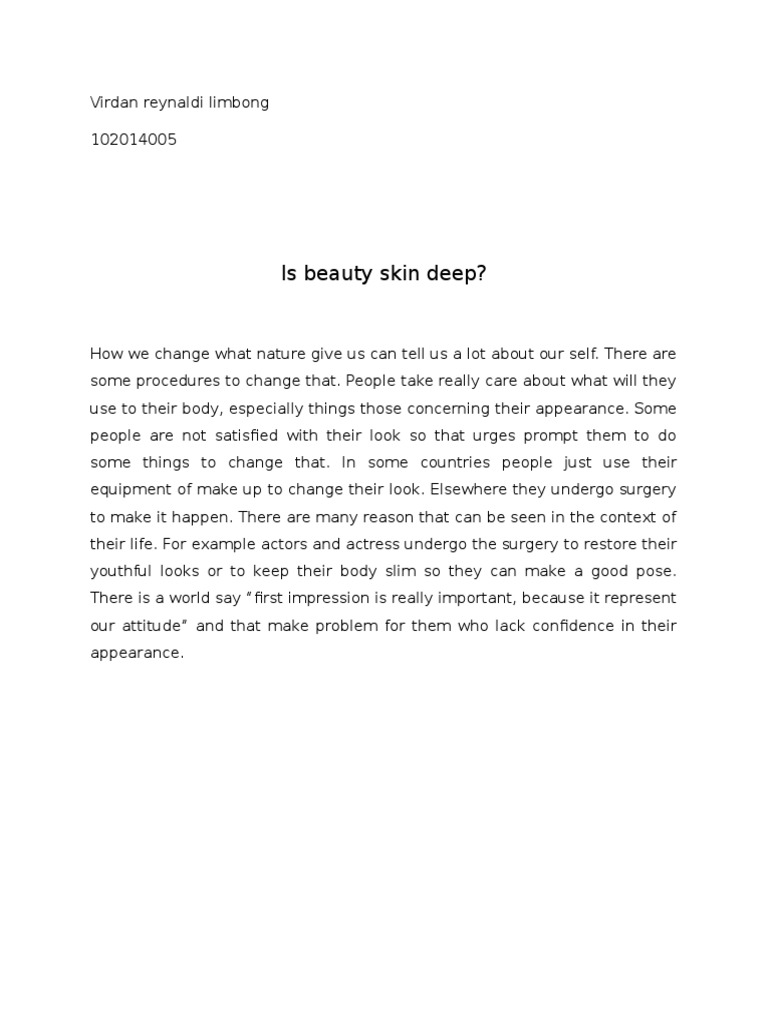 Is Beauty Only Skin Deep? | PDF