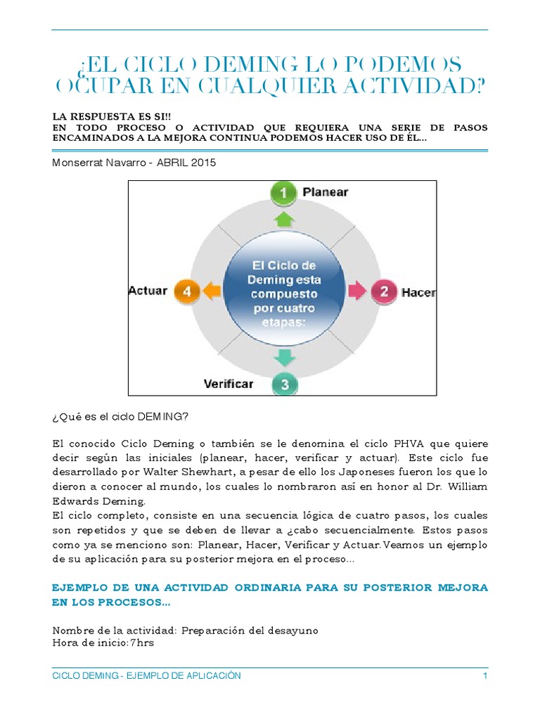 Ciclo Deming y Ejemplo Práctico | PDF | Science | Ciencia y Tecnología