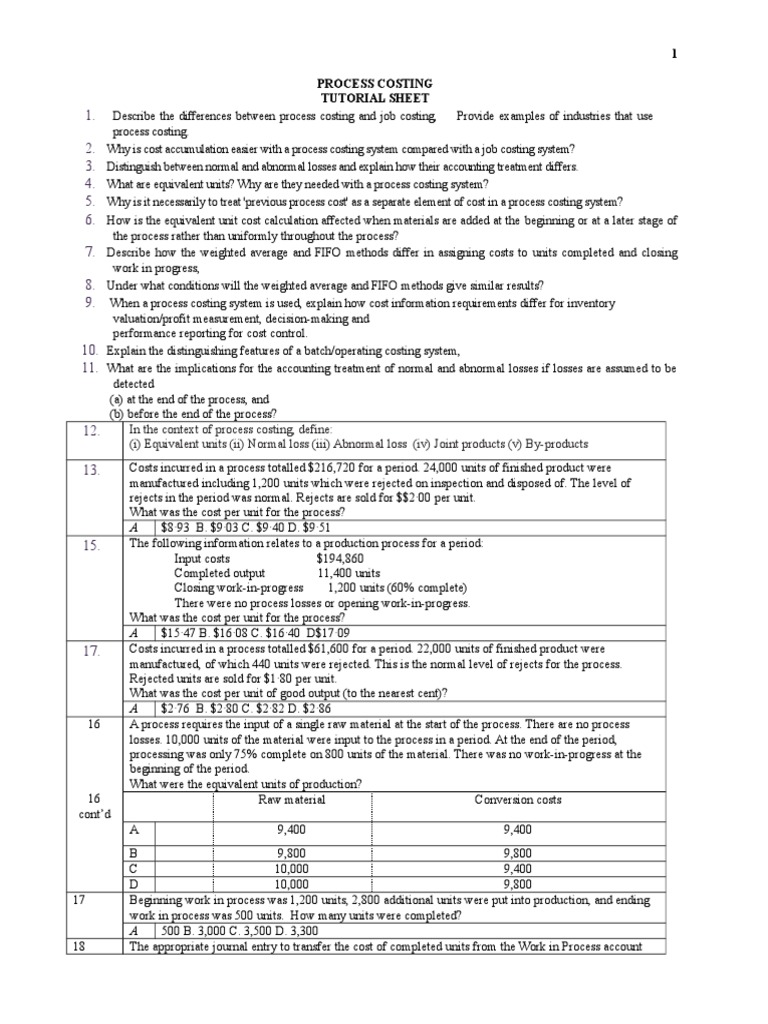 Process Costing Overview and Applications | PDF | Inventory | Debits ...