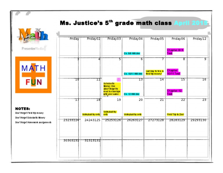 Class Calendar | PDF