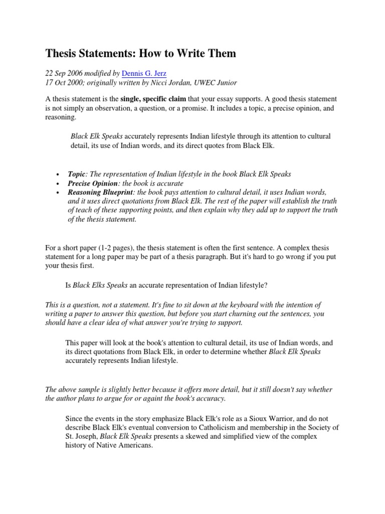 Three-Part Thesis Statements | PDF | Essays | Question