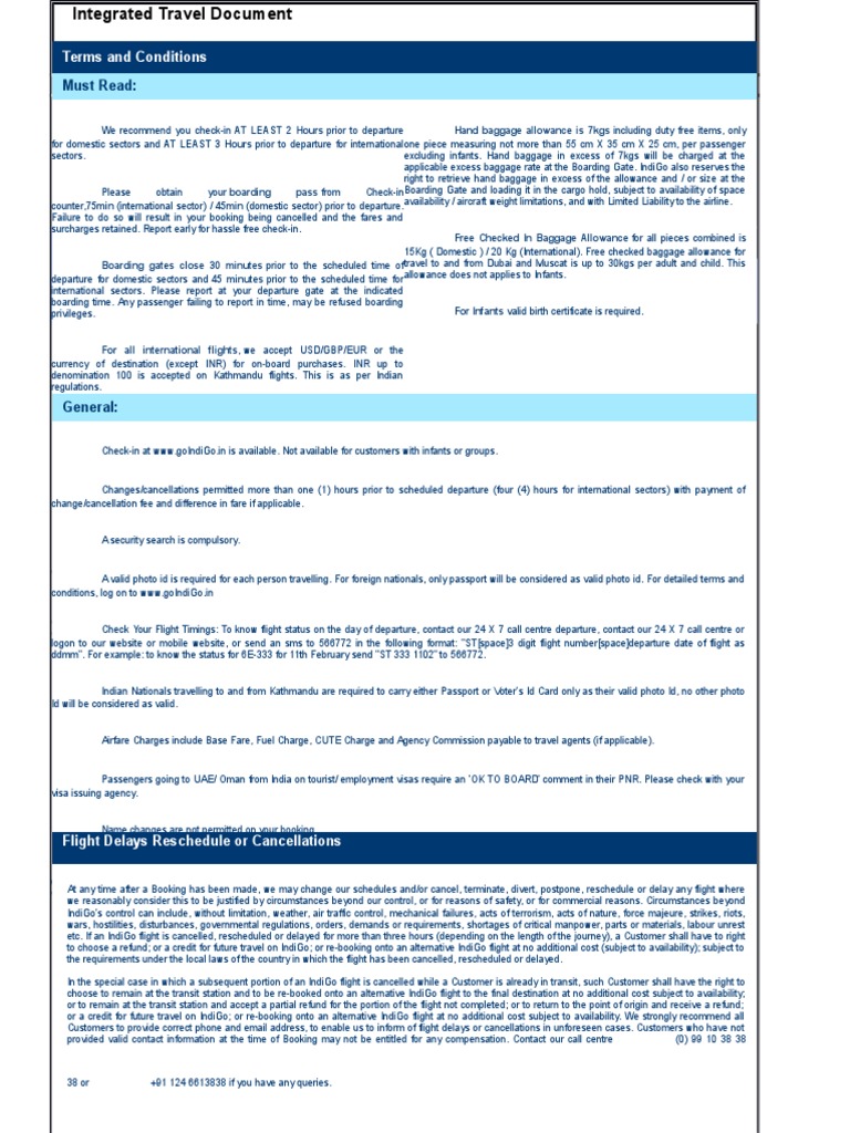 Indigo | PDF | Identity Document | Baggage