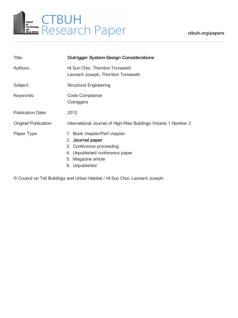 Outrigger System Design Considerations | PDF | Truss | Column