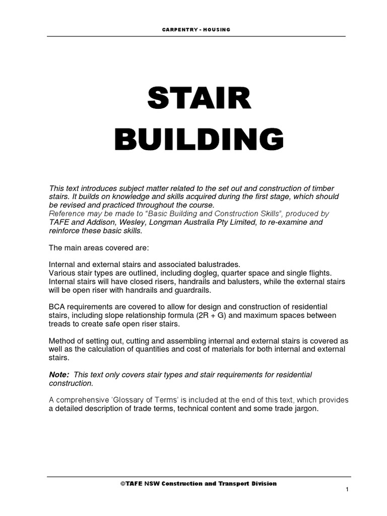 TAFE Stair Text Book | PDF | Stairs | Garden Features