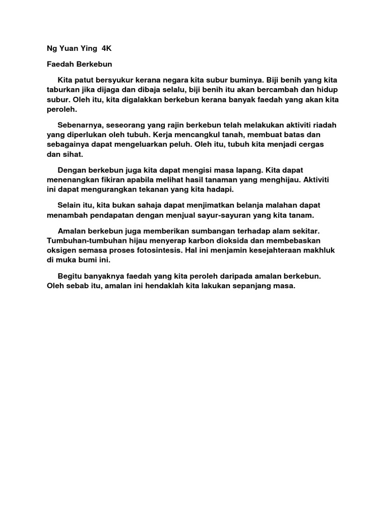 Faedah Berkebun PDF | PDF