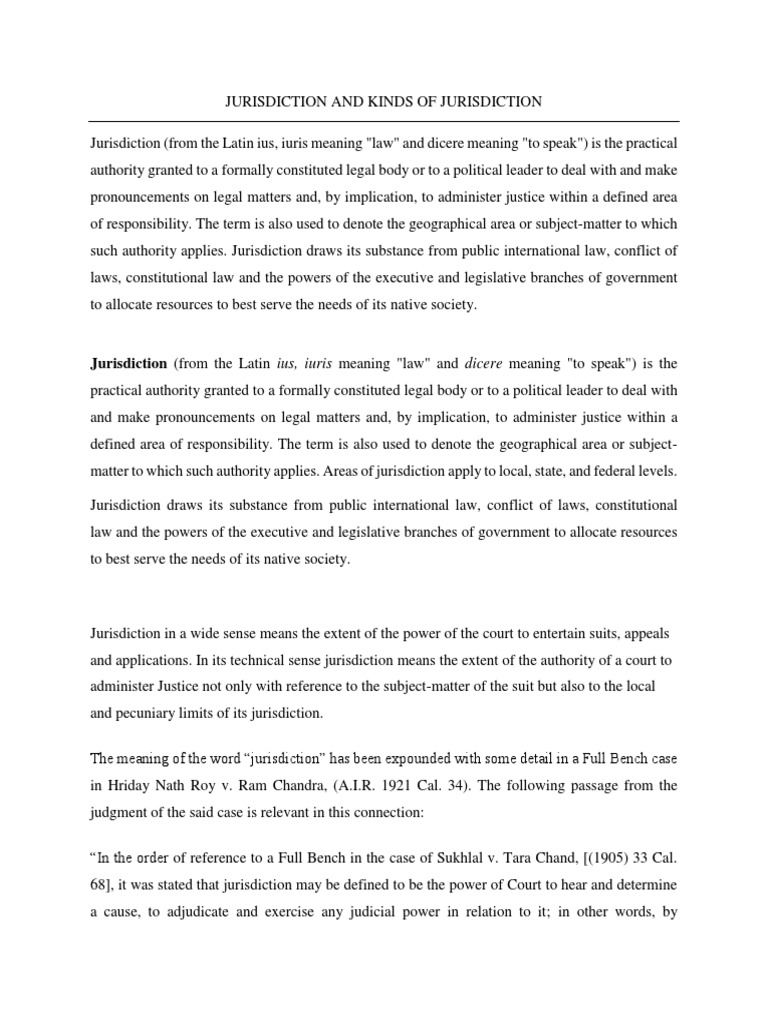 Understanding Jurisdiction Types | PDF | Jurisdiction | Lawsuit