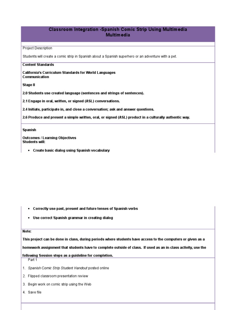 Spanish Comic Strip Project | PDF | General Fiction