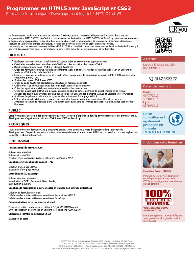 Formation HTML5, CSS3 et JavaScript | PDF | Application web | JavaScript