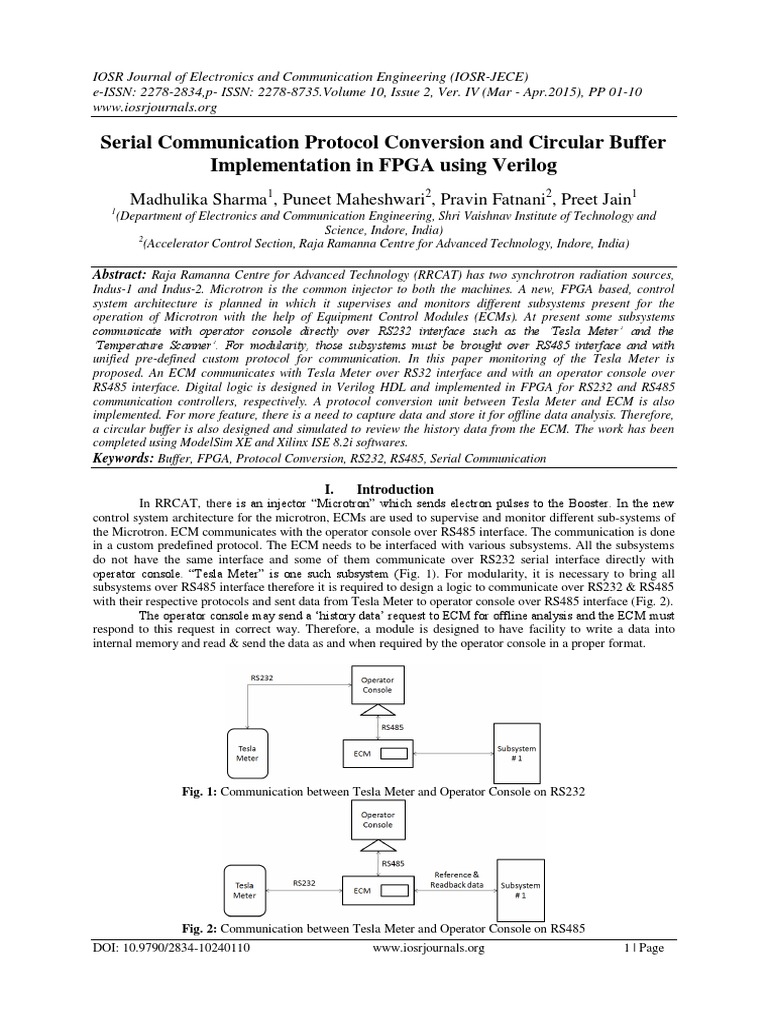 Serial Communication Protocol Conversion and Circular Buffer Implementation in FPGA Using ...