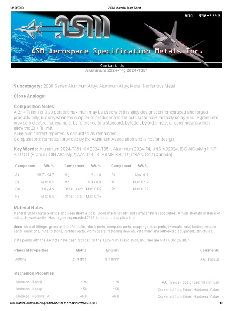 ASM Material Data Sheet | PDF | Ultimate Tensile Strength | Hardness